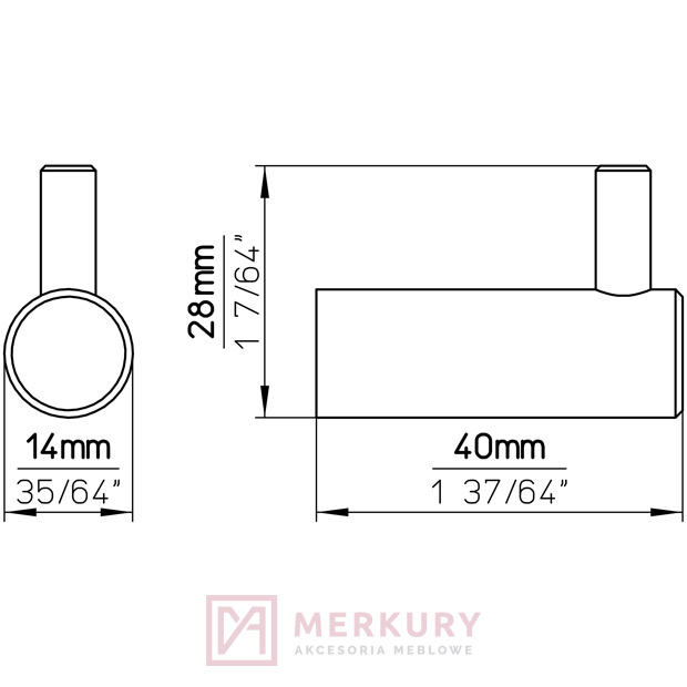 Wieszak meblowy 2453 czarny mat